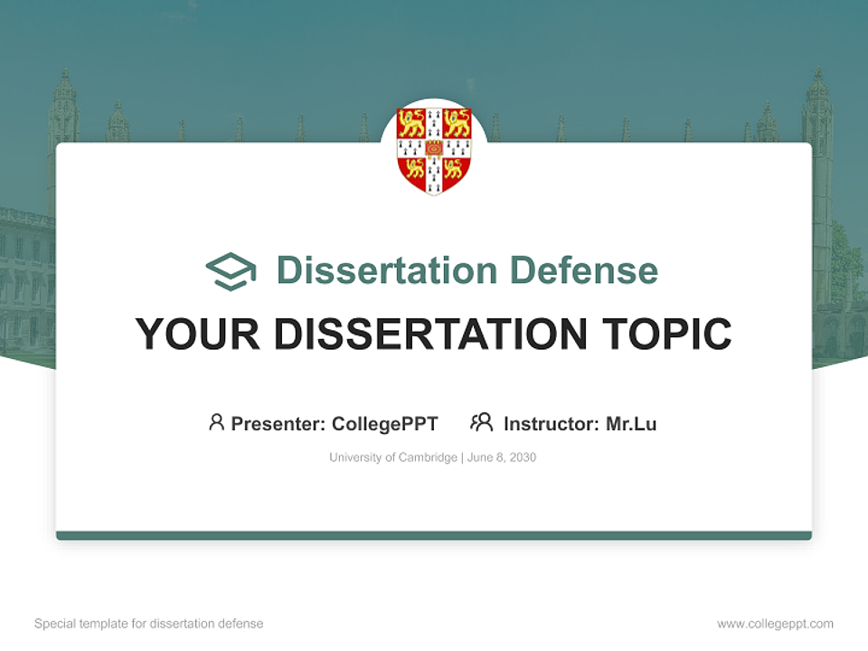 University of Cambridge Graduation Thesis Defense PPT Template_CollegePPT