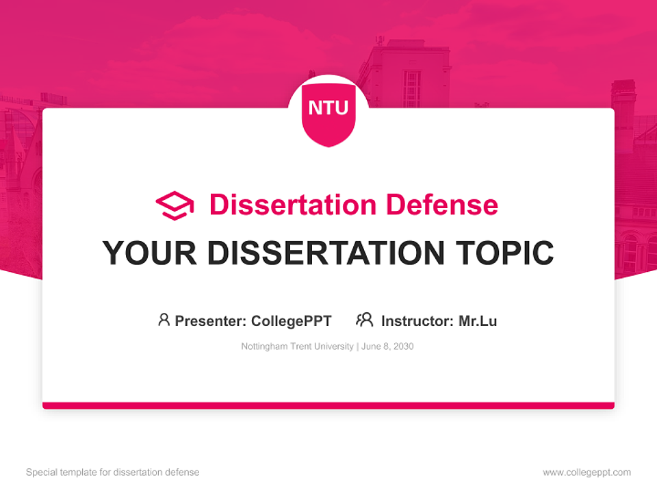 Nottingham Trent University Graduation Thesis Defense PPT Template ...
