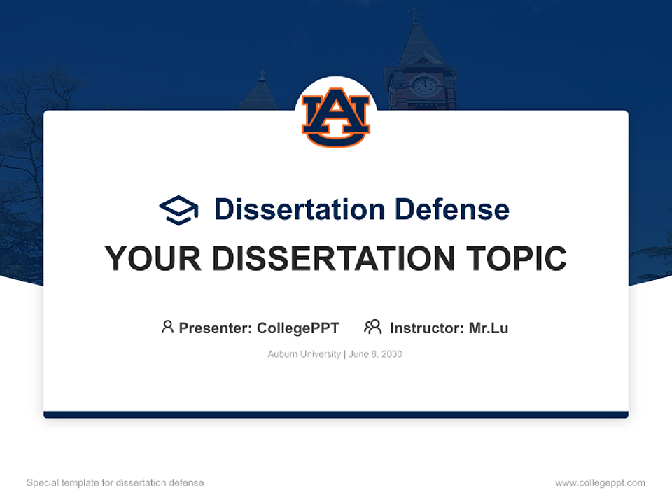 Auburn University Graduation Thesis Defense PPT Template_CollegePPT