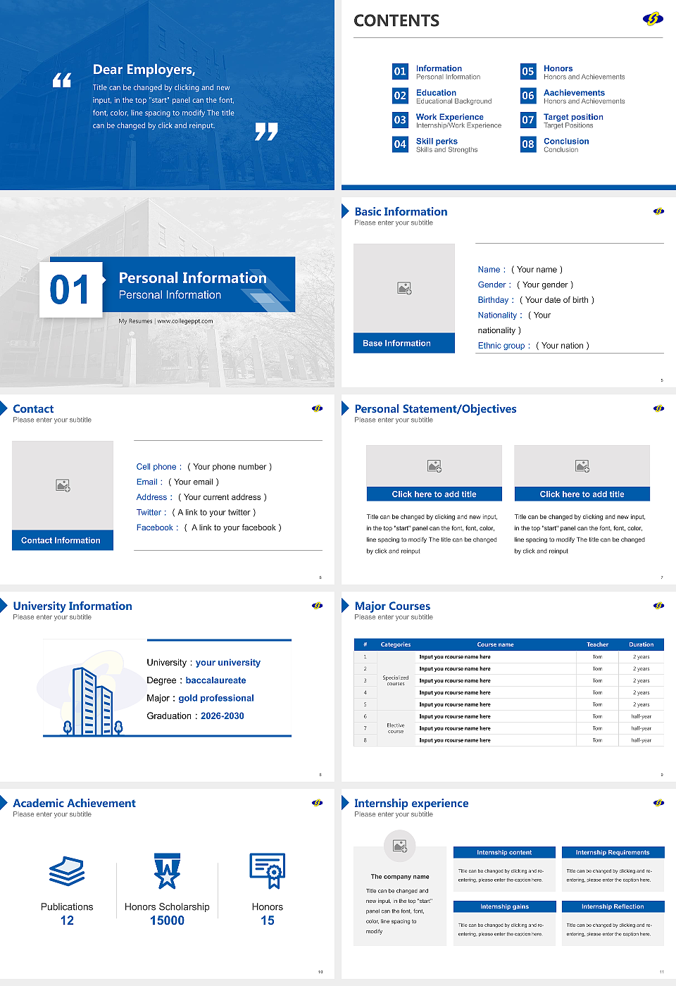 Sunlin University Resume PPT Template_CollegePPT