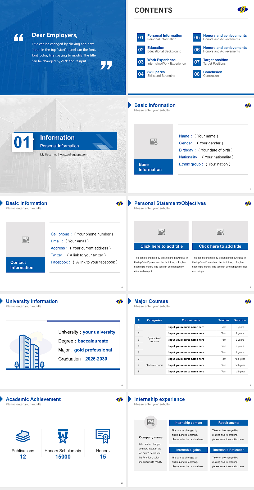 Sunlin University Resume PPT Template_CollegePPT