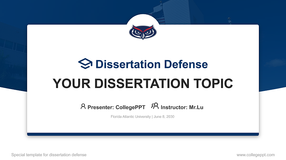 Florida Atlantic University Graduation Thesis Defense PPT Template ...