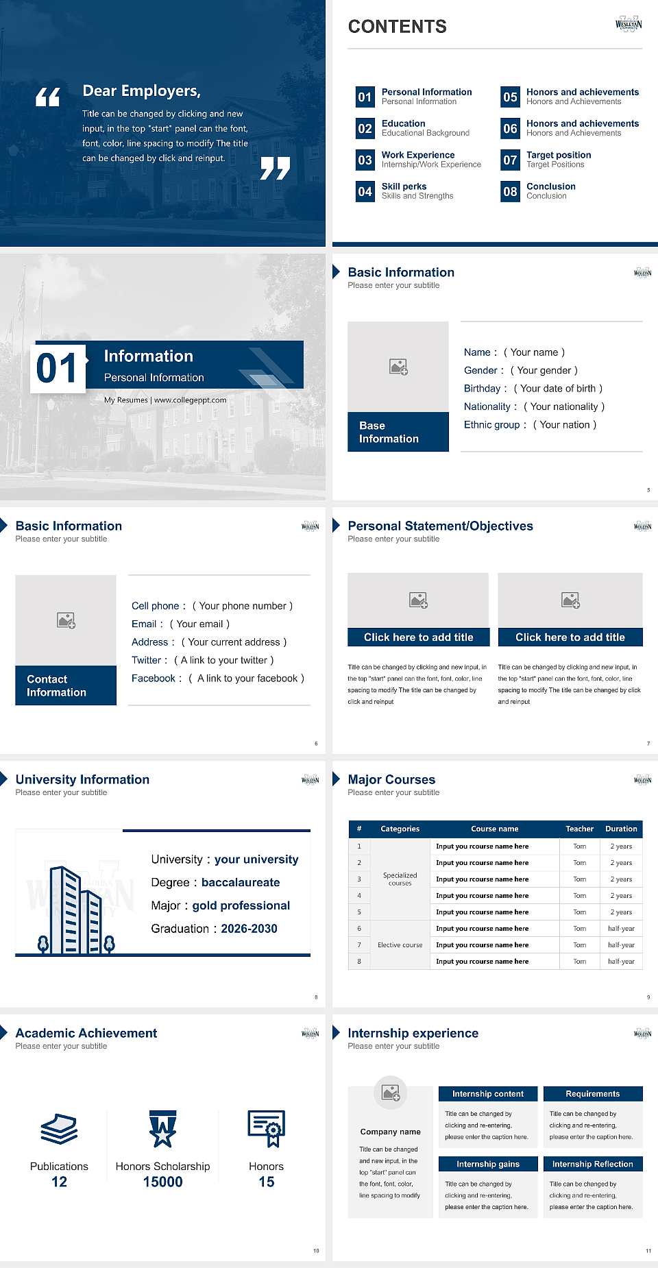 North Carolina Wesleyan College Resume PPT Template_CollegePPT