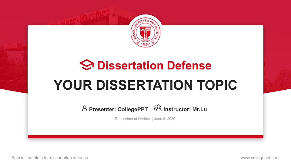 Rensselaer at Hartford Graduation Thesis Defense PPT Template_CollegePPT